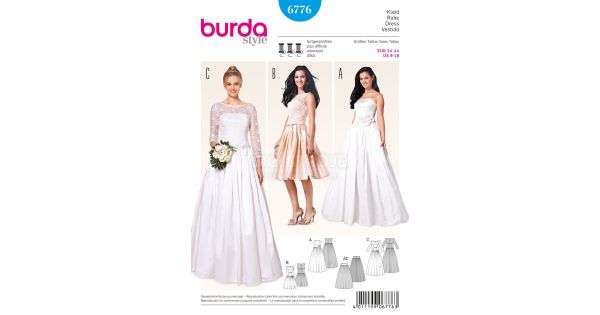 Strih Burda 6776 - Korzetové svadobné šaty so spodničkou, plesové šaty ...