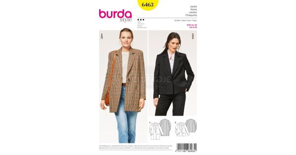 Strih Burda 6463 - Sako, kabátik, oversized | Sijacie-stroje-patchwork.sk